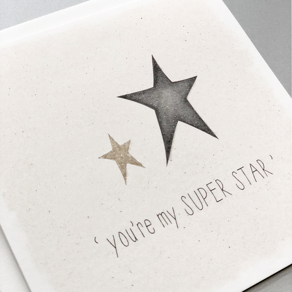 YOU'RE MY SUPERSTAR Greeting Card - Big and Little Star - Glitter Opt ...